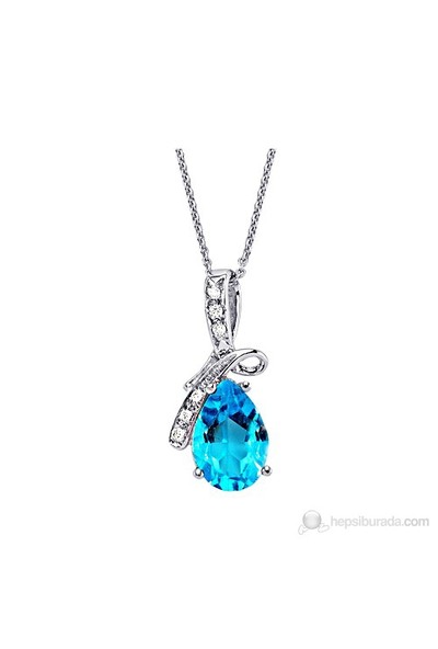 Gizzaro Mavi Topaz Pırlanta Kolye GZKL105 Gizzaro Mavi Topaz Pırlanta Kolye GZKL105