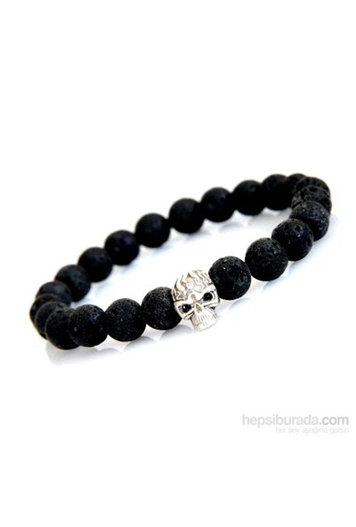 Takıcadde Kurukafa Gerçek Yanardağ Lav Taşı Doğal Taş Bileklik