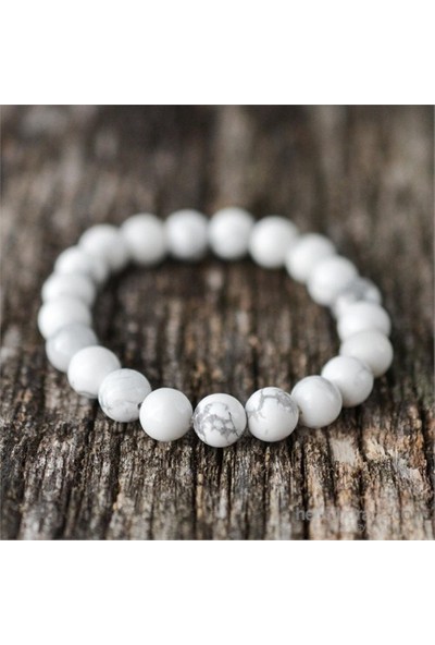 Takıcadde Gerçek Beyaz Havlit Doğal Taş Bileklik