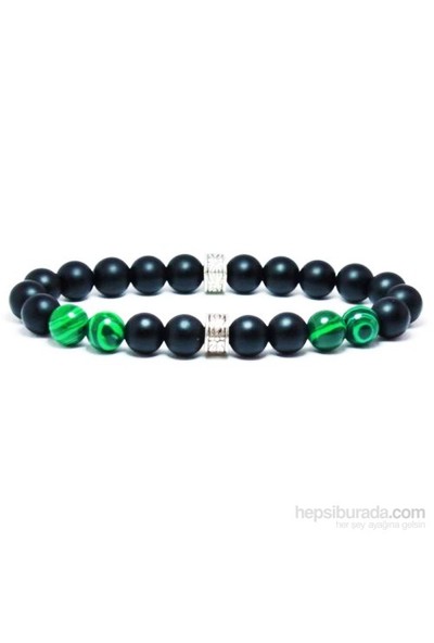 Takıcadde Gerçek Mat Oniks Malakit Doğal Taş Bileklik