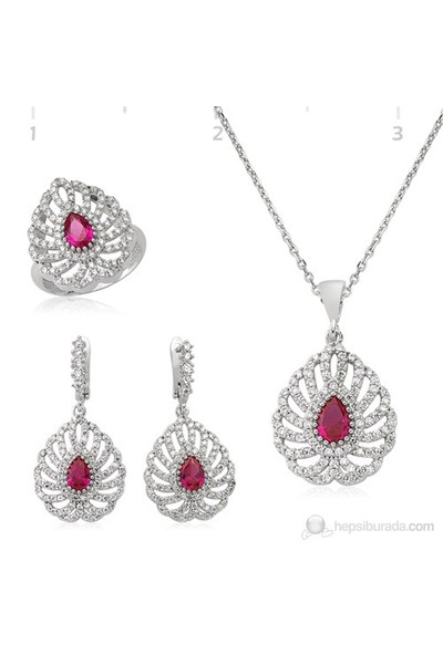 Tekbir Silver 925 Zirkon Taşlı Damla Set ST1270085
