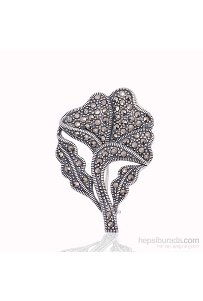 Tekbir Silver Gümüş Markazit Taşlı Yaprak Broş Tekbir Silver Gümüş Markazit Taşlı Yaprak Broş