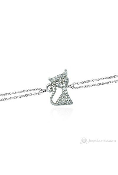 Glorria 925 Ayar Gümüş Kedi Bileklik