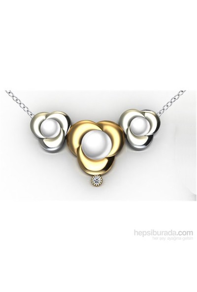 Jessini Tria İnci Kolye Pırlantalı Kolye