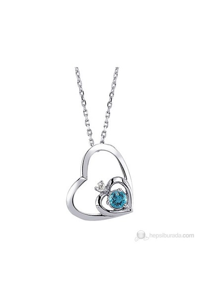 Gizzaro Mavi Topaz Pırlanta Kalp Kolye GMY062 Gizzaro Mavi Topaz Pırlanta Kalp Kolye GMY062