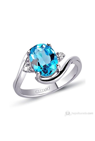 Gizzaro 0.05 Karat Pırlanta Mavi Topaz Yüzük GMY068 Gizzaro 0.05 Karat Pırlanta Mavi Topaz Yüzük GMY068