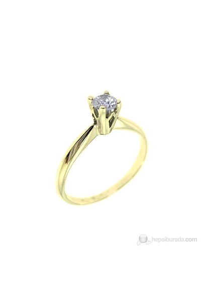 Goldstore 14 Ayar Altın Tek Taş Yüzük Grs7846 Goldstore 14 Ayar Altın Tek Taş Yüzük Grs7846