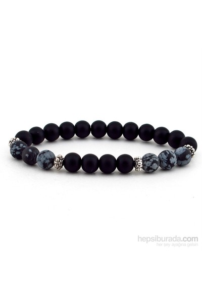 Solfera Mat Obsidyen Oniks Doğal Taş Bileklik B774 Solfera Mat Obsidyen Oniks Doğal Taş Bileklik B774