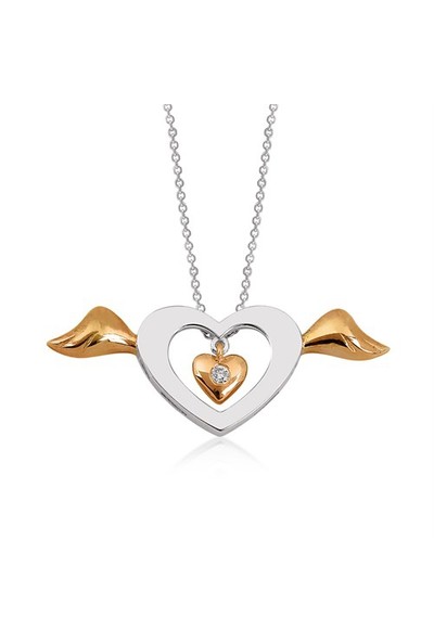 Altınsepeti Altın Pırlantalı Meleğim Kalp Kolye Pkl1187