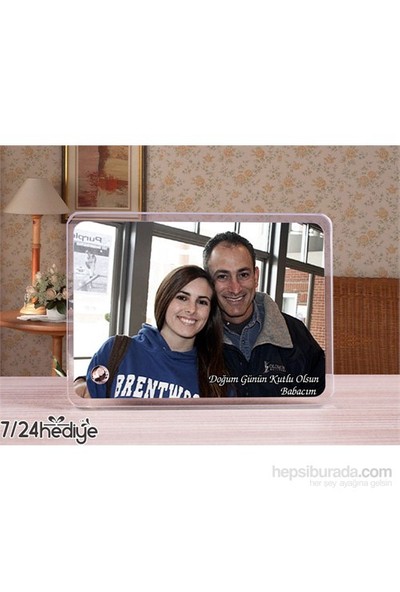 7/24 Hediye Babalaya Hediye Cam Üzerine Fotoğraf Baskılı Çerçeve