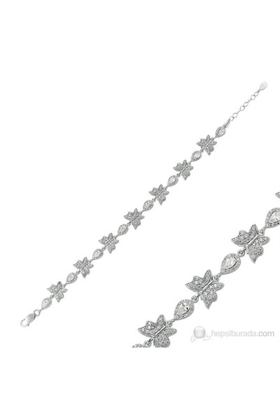 Tekbir Silver 925 Damla Taşlı Kelebek Bileklik BR0460211