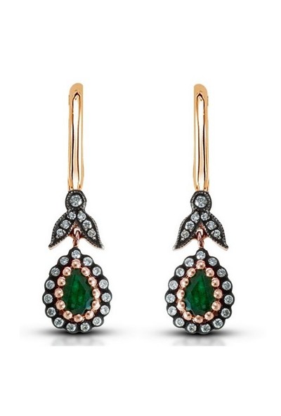 Goldstore 8 Ayar Altın 0.27 Ct Pırlanta Ve Zümrüt Küpe Ee39884 Goldstore 8 Ayar Altın 0.27 Ct Pırlanta Ve Zümrüt Küpe Ee39884