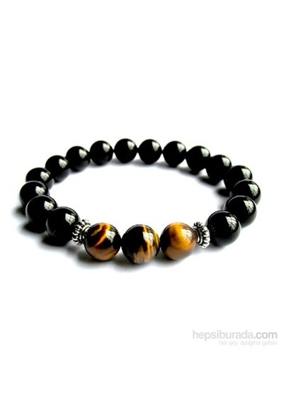 Takıcadde Gerçek Siyah Oniks Kaplan Gözü Doğal Taş Bileklik Takıcadde Gerçek Siyah Oniks Kaplan Gözü Doğal Taş Bileklik