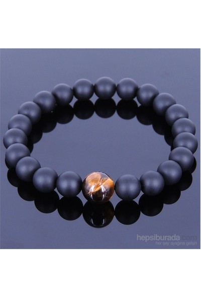 Takıcadde Gerçek Siyah Mat Oniks Kaplan Gözü Doğal Taş Bileklik Takıcadde Gerçek Siyah Mat Oniks Kaplan Gözü Doğal Taş Bileklik