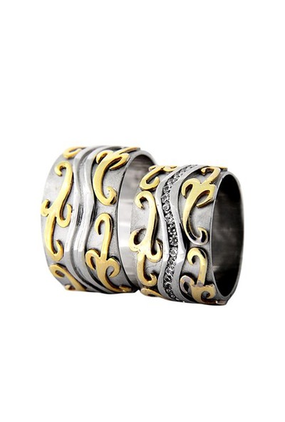 Arjuna Gümüş Tek Taş El İşi Çift Alyans Al1036 Arjuna Gümüş Tek Taş El İşi Çift Alyans Al1036