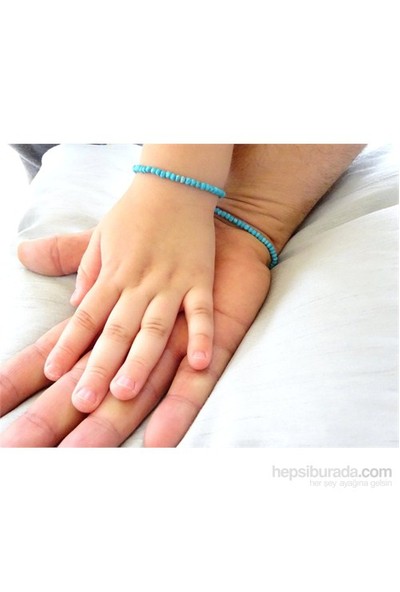 Takıcadde Doğal Turkuaz Taşı Aile Bileklik Seti