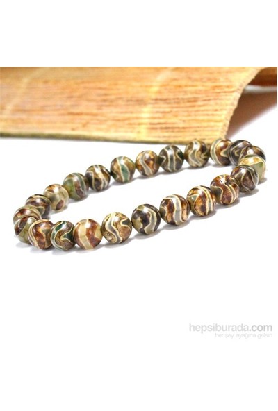 Takıcadde Nadir Zebra Tibet Akiği Doğaltaş Bileklik