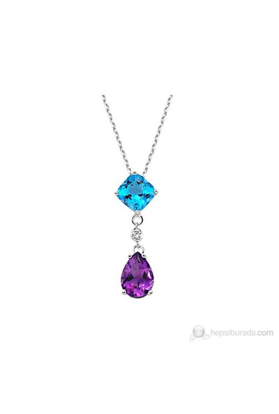 Gizzaro 0.04 Karat Ametist ve Mavi Topaz Pırlanta Kolye GZKL116 Gizzaro 0.04 Karat Ametist ve Mavi Topaz Pırlanta Kolye GZKL116