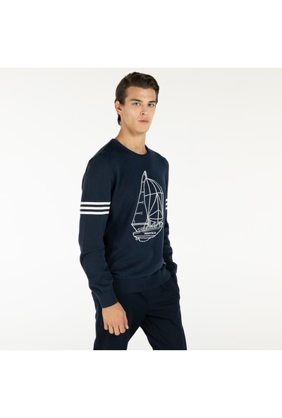 Nautıca Erkek Lacivert Baskılı Triko S17502T.4NV