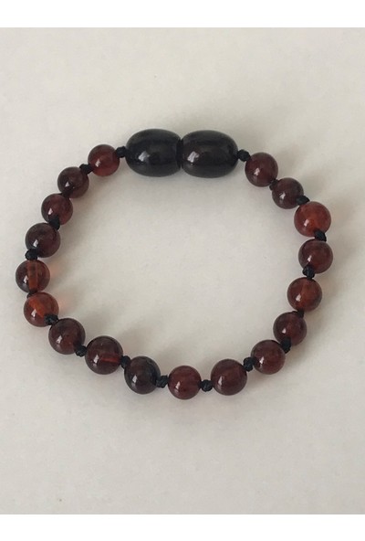 Kehribar Sarayı Damla Kehribar Yuvarlak Tane Bebek Bileklik Hassas Ciltlere Özel 13CM