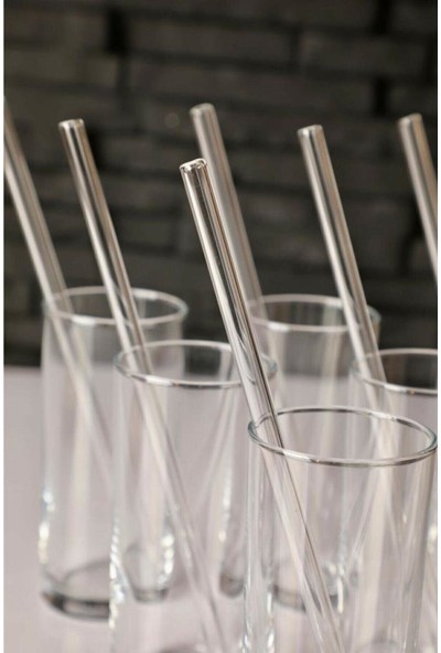 Çilek Ev Şeffaf 12'Li Cam Düz Pipet Sağlıklı Cam Pipet