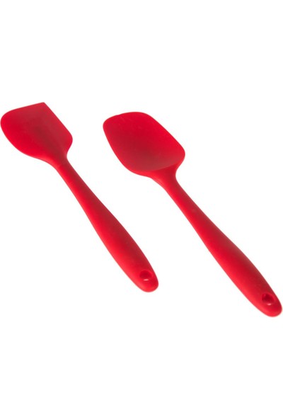 Evvehediyelikeşya 2'li Silikon Kaşık Spatula Seti Kırmızı 27,5 cm Evvehediyelikeşya 2'li Silikon Kaşık Spatula Seti Kırmızı 27,5 cm