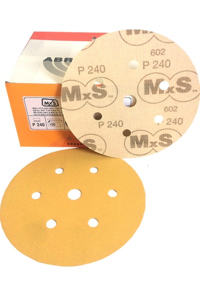 Mxs Cırt Zımpara 240 Kum 150 mm 7 Delik 100'LÜ Paket