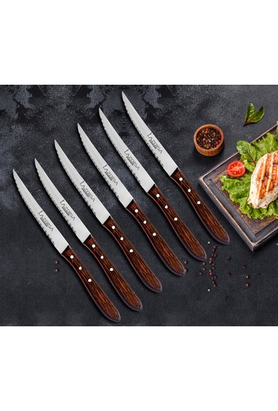 Lazbisa Mutfak Bıçak Seti Steak Et Bıçak Restoran Et Kesme Doğrama Meyve Sebze Bıçak Şık Venge Ağaç Sap Lazbisa Mutfak Bıçak Seti Steak Et Bıçak Restoran Et Kesme Doğrama Meyve Sebze Bıçak Şık Venge Ağaç Sap
