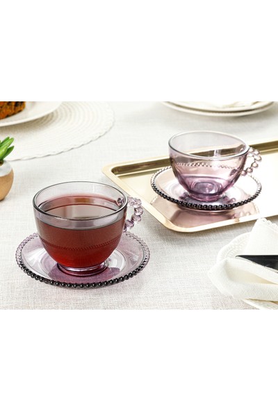 English Home Balloon Cam 2'li Çay Fincan Takımı 230 ml Mor English Home Balloon Cam 2'li Çay Fincan Takımı 230 ml Mor