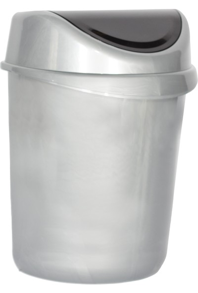 Provide Plastik Çöp Kovası 20 Lt. Sallanır Kapaklı (Parlak Gri)