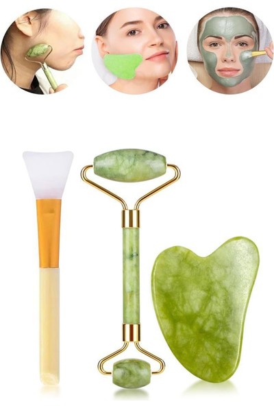 Mujgan 3'lü Cilt Bakım Seti Yeşim Taşı + Gua Sha Masaj Taşı + Maske Sürme Aparatı Beyaz Mujgan 3'lü Cilt Bakım Seti Yeşim Taşı + Gua Sha Masaj Taşı + Maske Sürme Aparatı Beyaz
