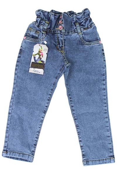 Canbix Kız Çocuk Üç Ilikli Bel Lastikli Kot Panto