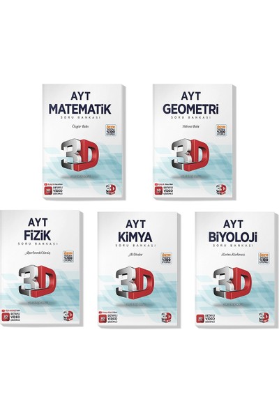 3D 2022 AYT Matematik Geometri Fizik Kimya Biyoloji Soru Bankası Seti (5 Kitap) 3D 2022 AYT Matematik Geometri Fizik Kimya Biyoloji Soru Bankası Seti (5 Kitap)