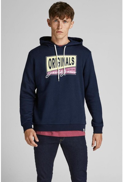 Jack & Jones 12193645_Jormason Sweat Hood Sn Kapüşonlu Uzun Kollu Standart Kalıp Baskılı Lacivert E Jack & Jones 12193645_Jormason Sweat Hood Sn Kapüşonlu Uzun Kollu Standart Kalıp Baskılı Lacivert E