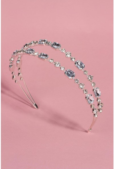Bahels Kadın Gümüş Özel Tasarım Kristal Taşlı Ikili Taç