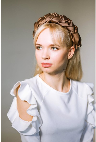 Bahels Kadın Kahve Renk Lüx Örgülü Taç Saç Bandı