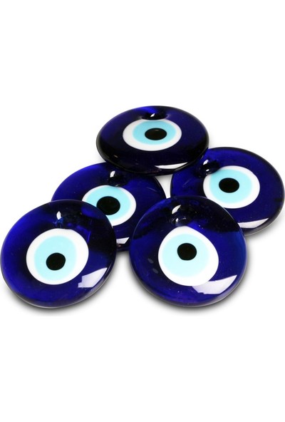 Lira 5 Adet Nazar Boncuğu Ağaç Süsleme Dekor Süsleme Cam Nazar Boncuğu Delikli Nazarlık No:1