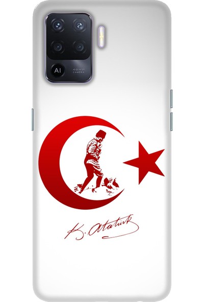 Pickcase Oppo Reno 5 Lite Kılıf Hd Baskılı Kılıf - Ay Yıldız Atatürk