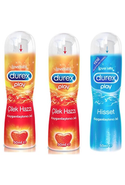 Durex Çilek Aromalı Kayganlaştırıcı 50 ml X2 Adet + Durex Play Su Bazlı Kayganlaştırıcı 50 ml Durex Çilek Aromalı Kayganlaştırıcı 50 ml X2 Adet + Durex Play Su Bazlı Kayganlaştırıcı 50 ml
