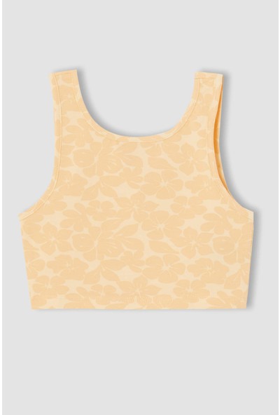 Defacto Kız Çocuk Regular Fit Desenli Crop Atlet V8007A621HS