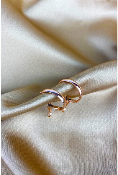 Bahels Kadın Rose Renk Lüx Halka Küpe