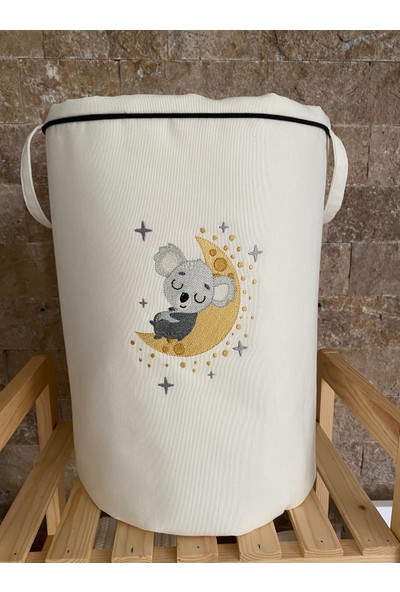 Hs Hometex Uykucu Koala Nakışlı Bez Oyuncak & Kirli Sepeti