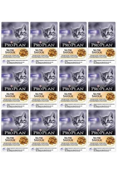 Pro Plan Junior Pouch Tavuklu Yavru Yaş Kedi Maması 85 Gram 12'li Pro Plan Junior Pouch Tavuklu Yavru Yaş Kedi Maması 85 Gram 12'li
