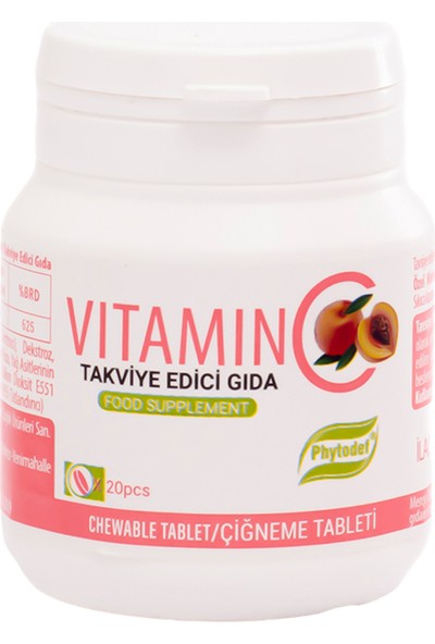 Phytodef Vitamin C - Şeftali Aromalı 20 Çiğneme Tablet Phytodef Vitamin C - Şeftali Aromalı 20 Çiğneme Tablet