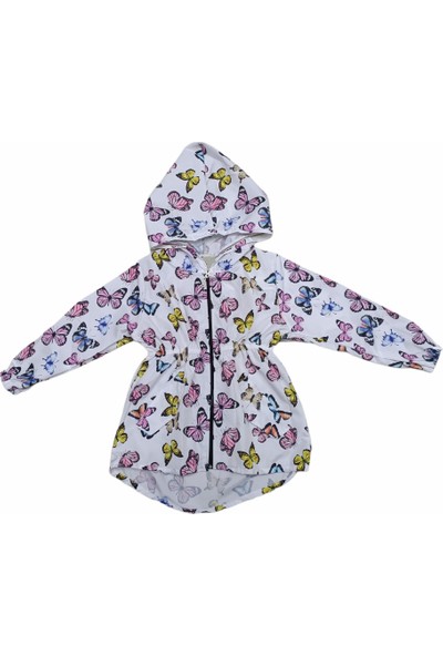 Akkuzu Kız Çocuk Kelebek Desenli Rüzgarlık