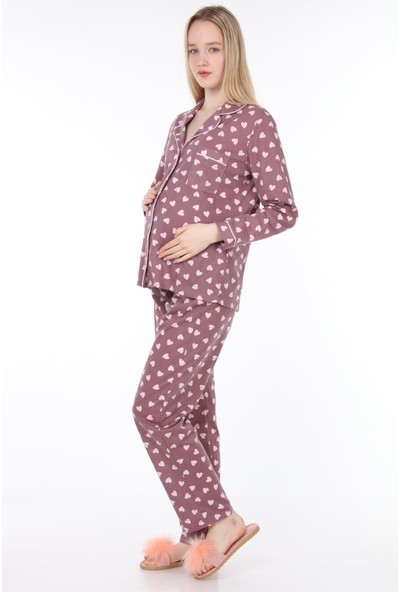 Ladymina Hamile Lohusa Vizon Kalpli Pijama Takımı