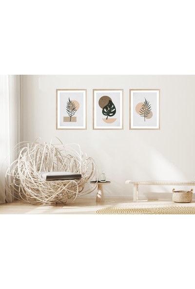 Munika Ahşap Çerçeveli Boho Yapraklar 3'lü Tablo Seti Munika Ahşap Çerçeveli Boho Yapraklar 3'lü Tablo Seti