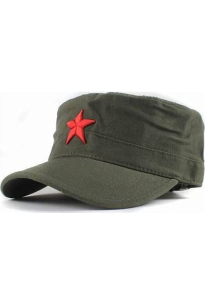 Şapkadan Yıldızlı Fidel Castro Che Guevara Şapkası Yeşil Renk