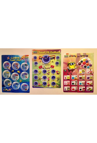 Sünger Bob 3büyük Boy Eğitim Posteri Çarpım Tablosu Saatler ve Zaman Şekiller ve Renkler 3'lü Sünger Bob 3büyük Boy Eğitim Posteri Çarpım Tablosu Saatler ve Zaman Şekiller ve Renkler 3'lü