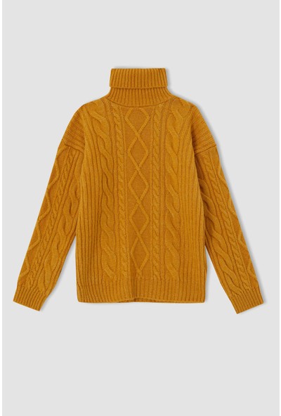 DeFacto Kız Çocuk Regular Fit Boğazlı Saç Örgülü Kazak R1986A621WN DeFacto Kız Çocuk Regular Fit Boğazlı Saç Örgülü Kazak R1986A621WN